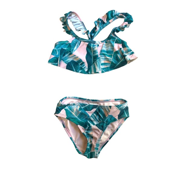 GB girls | Swim | Gb Girls Gianni Bini Dillards Pink Green Palm Leaf ...